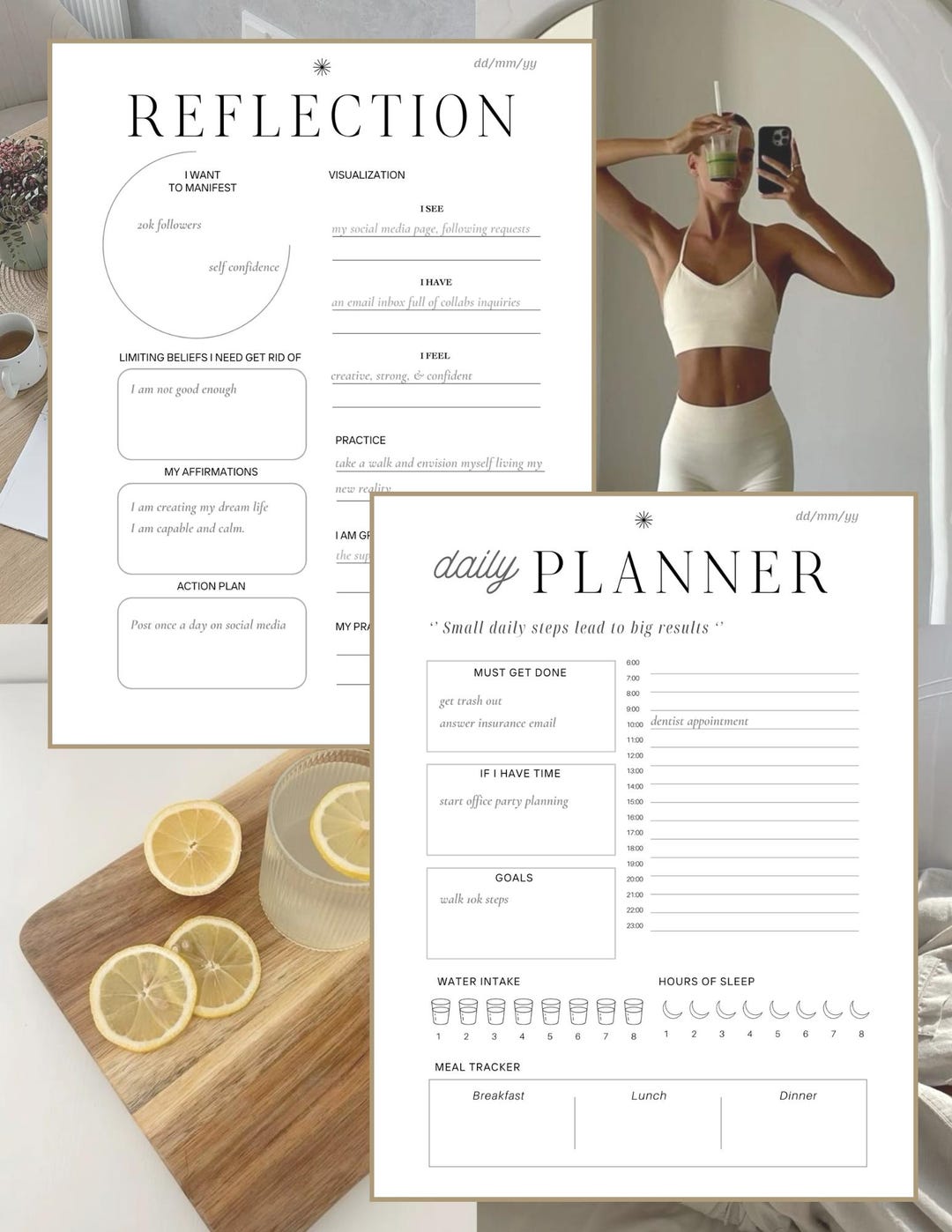 Printable Planner Template, Simple 2 Pages, Daily Planner, Reflection ...