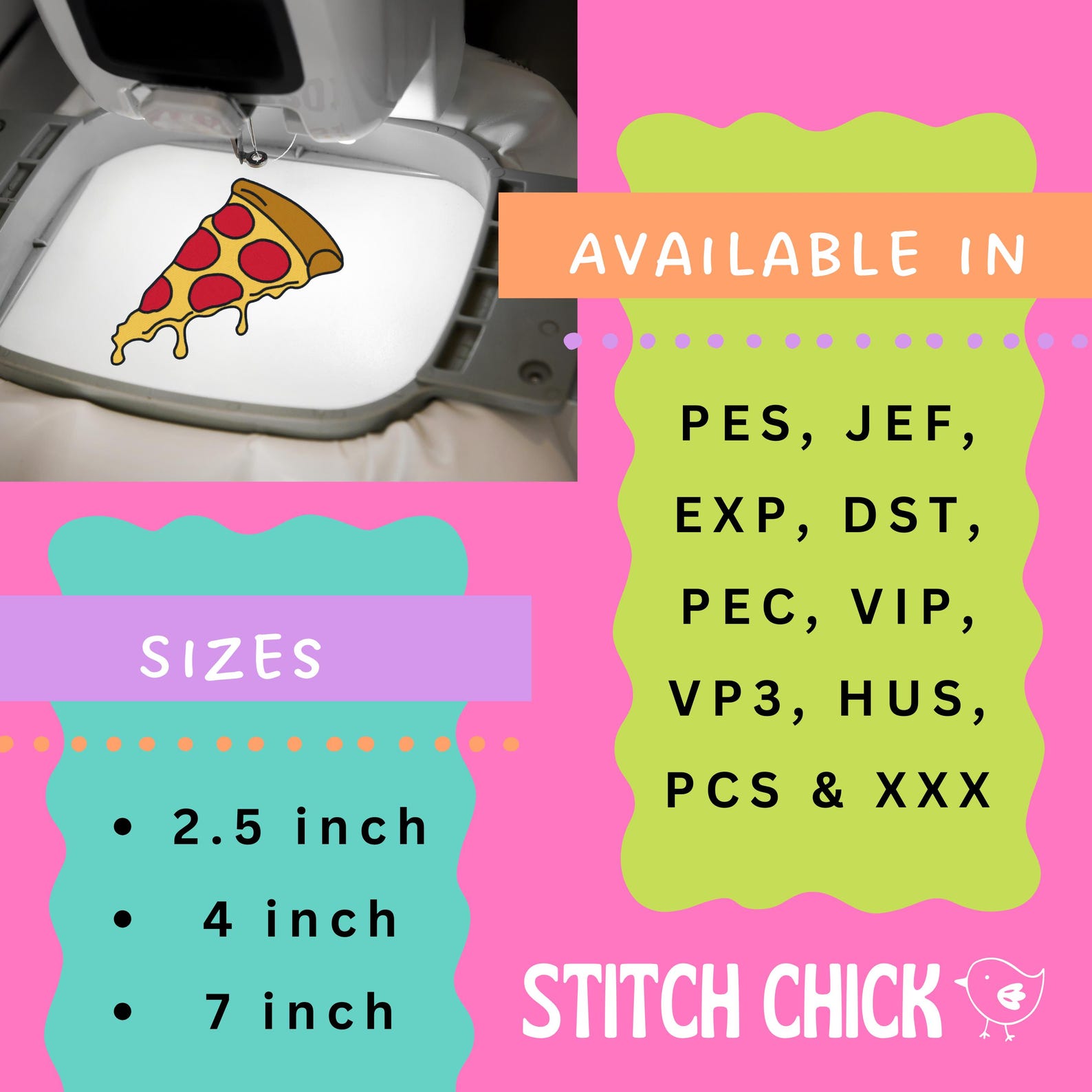 Pizza Machine Embroidery File - Etsy