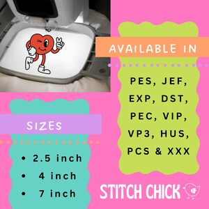 Retro Heart Cartoon Caricature Machine Embroidery File - Etsy