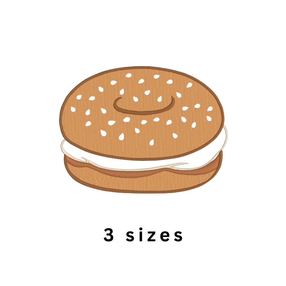 Bagel Cream Cheese Breakfast Machine Embroidery File - Etsy