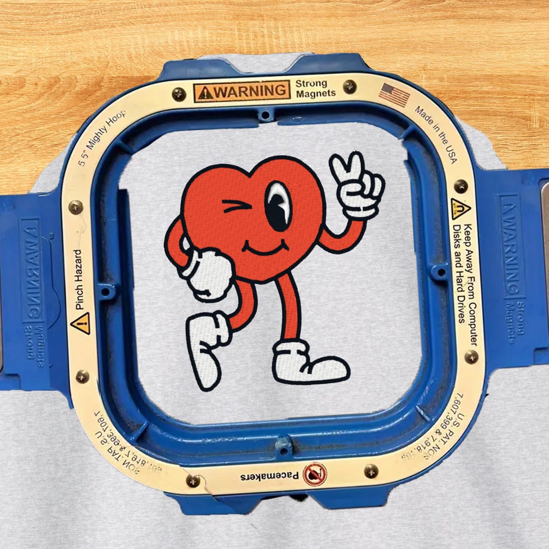 Retro Heart Cartoon Caricature Machine Embroidery File - Etsy