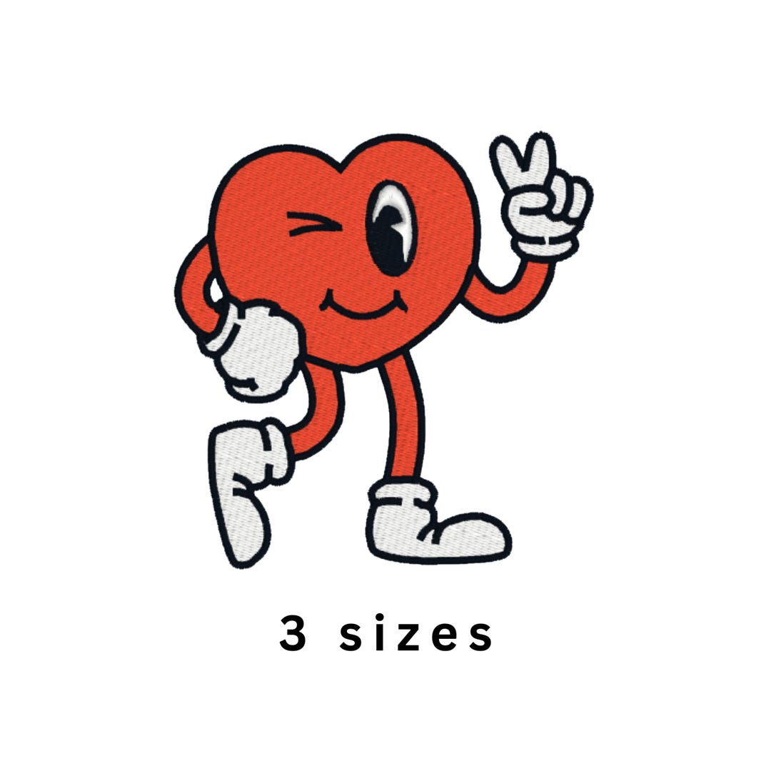 Retro Heart Cartoon Caricature Machine Embroidery File - Etsy