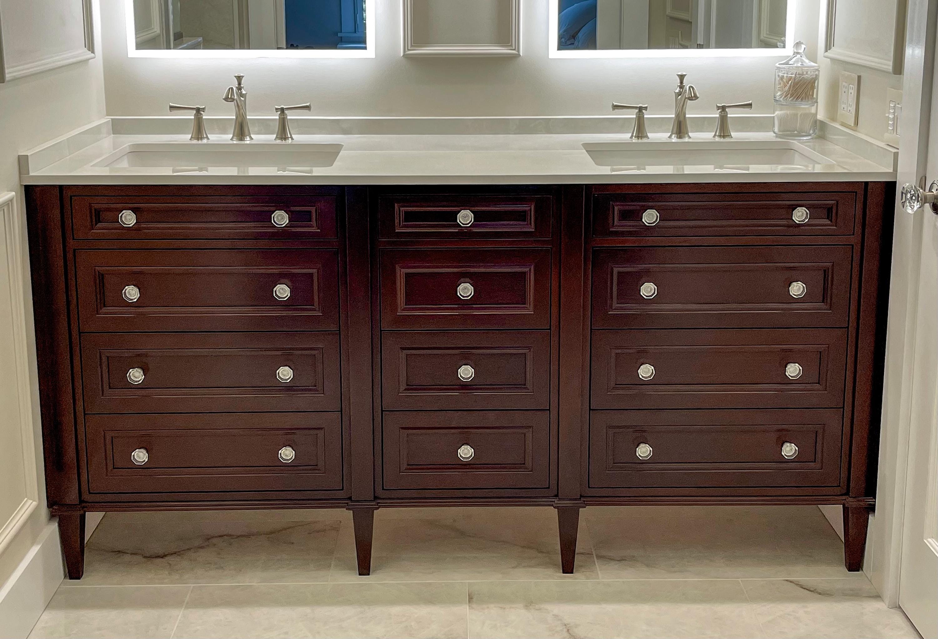 Double Bathroom Vanity- Peruvian Walnut - Etsy