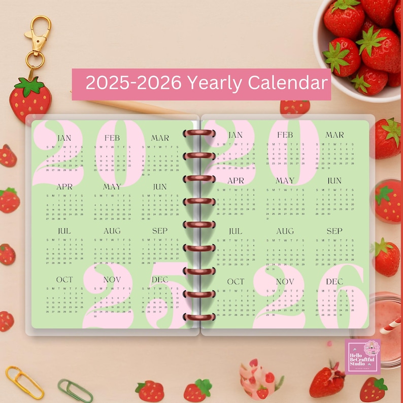 Coquette Aesthetic Pink Planner Bundle PDF Strawberry Theme Bow Minimal ...