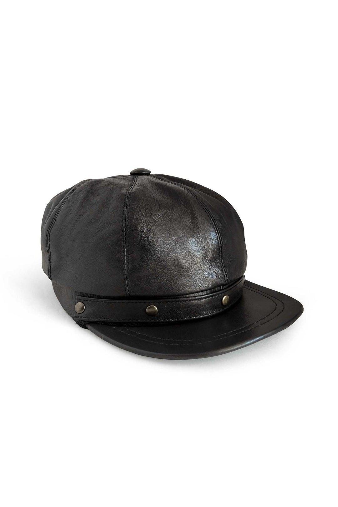 Men's Newboy Flat Cap-100% Genuine Sheepskin Leather , Handmade Leather ...