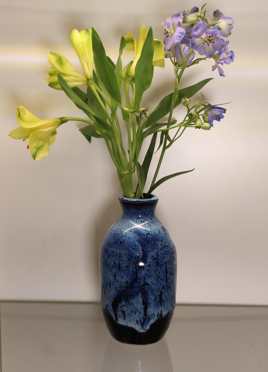 Handmade Ceramic Vase, Unique Blue Black Glaze, Bud Vase - Etsy