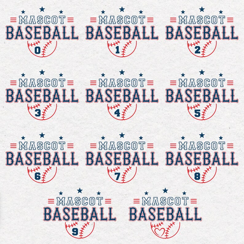 Baseball Mascot Numbers SVG Bundle, School Team Spirit, Baseball Shirt ...