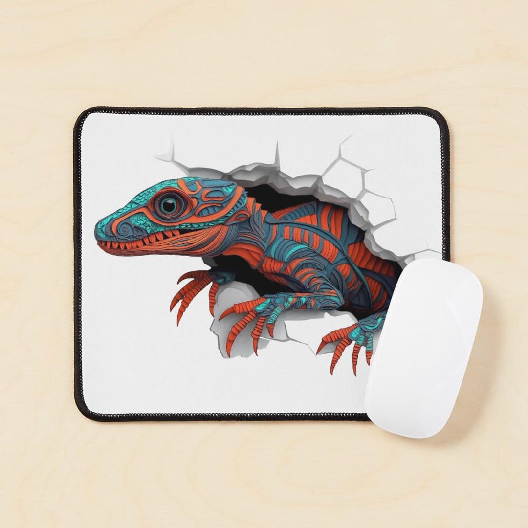 Mouse Pad With Blue and Red Gecko Design - Etsy