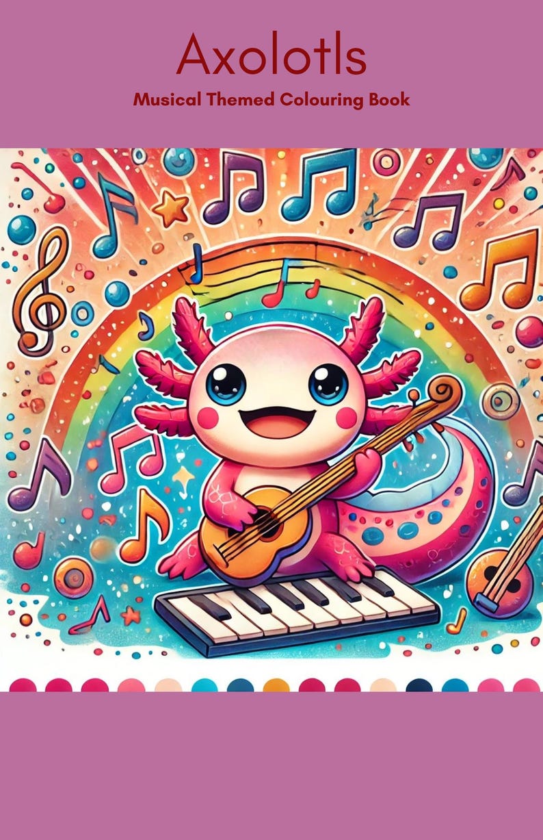 Axolotls Musical Themed Colouring Book - Etsy