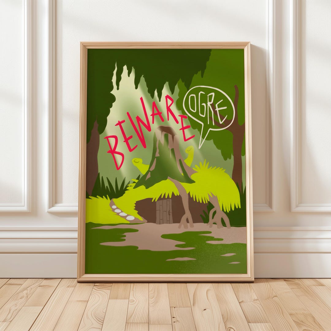 Shrek 5 Beware Ogre Fan Art Poster, Shrek Poster Print, Movie Poster ...