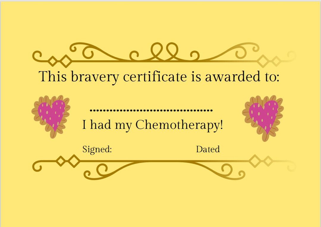 Printable Certificate: Princess Chemotherapy Brave - Etsy