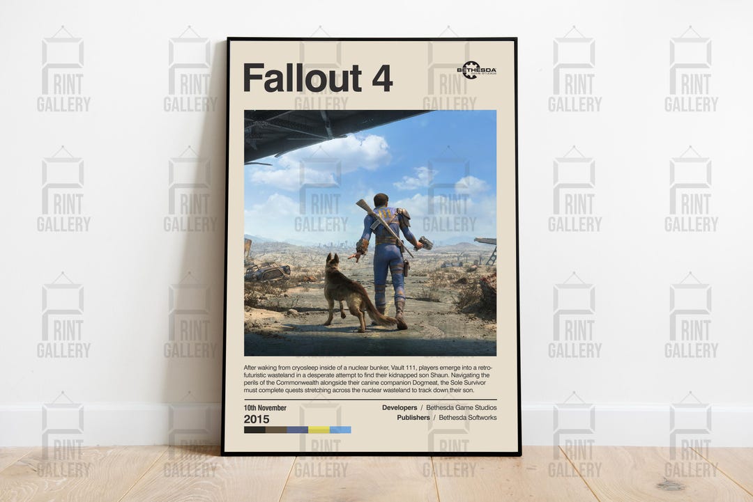 Fallout 4 Video Game Poster Male Character Digital Download A4-A0 ...