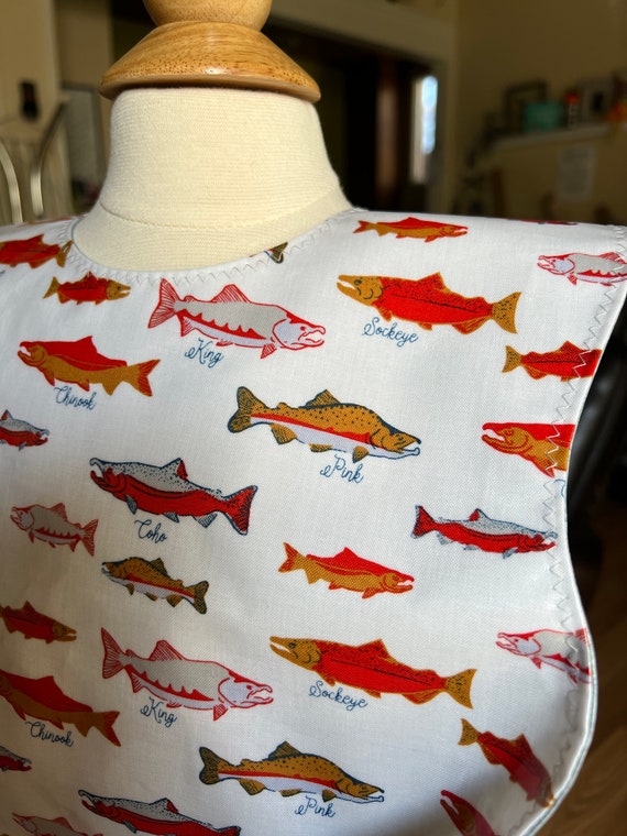 Kamani Designs Laminated Snappy Pocket Bib With Salmon Fish - Etsy