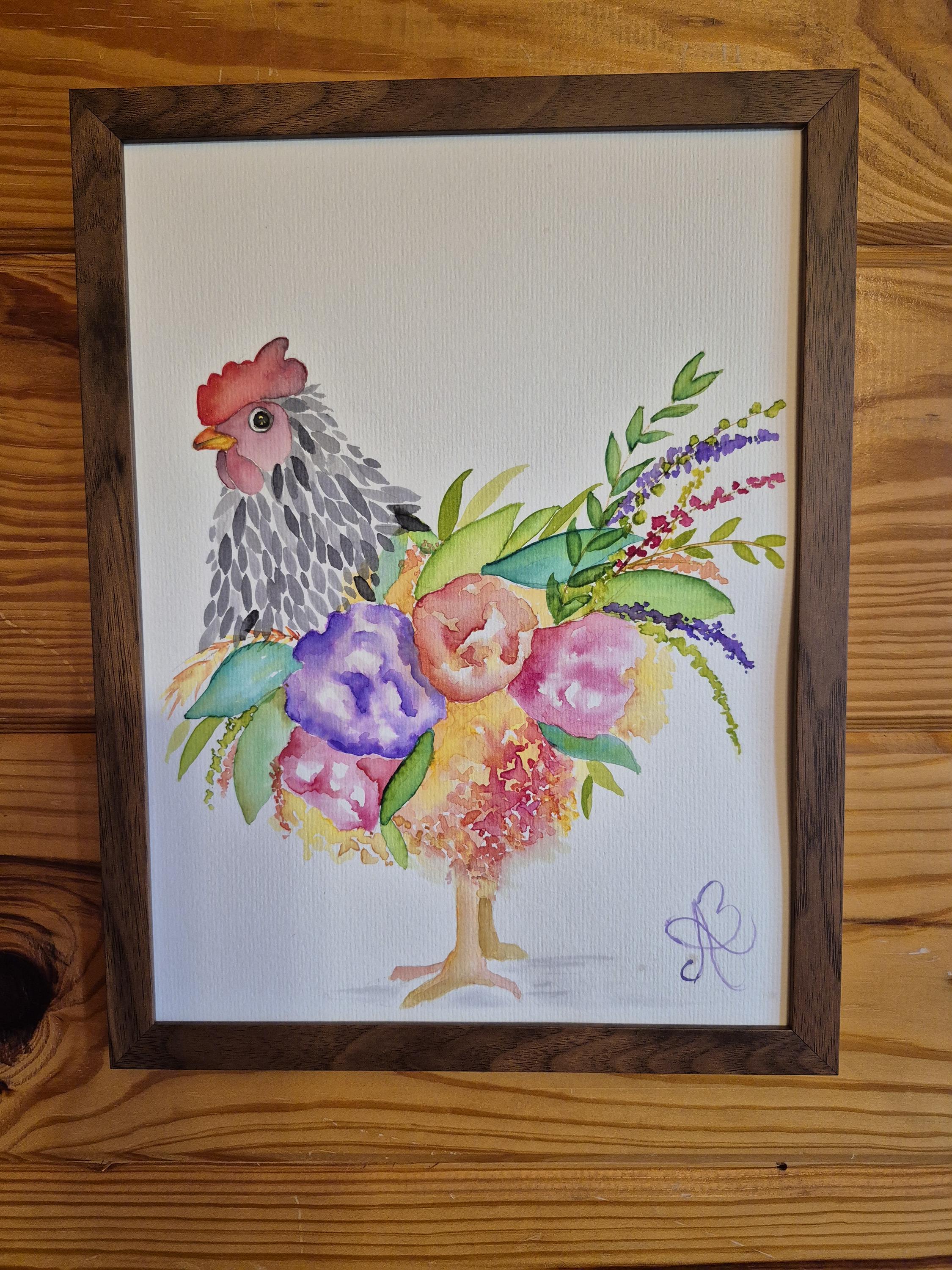 Spring Chicken Watercolor Painting - Etsy