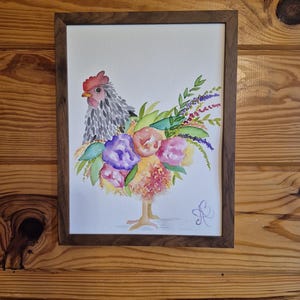 Original Spring Chicken Watercolor Painting: Farm Animal Art (9x12) - Etsy