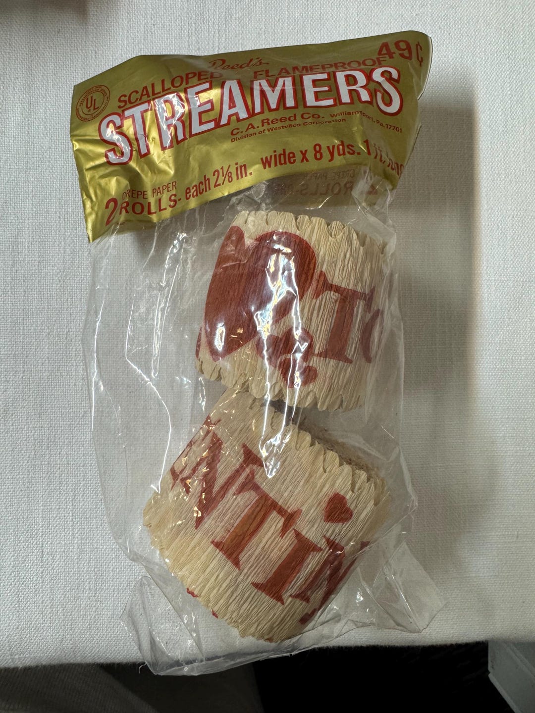 Vintage NOS Package of Two Rolls of Valentine’s Crepe Paper Streamers ...