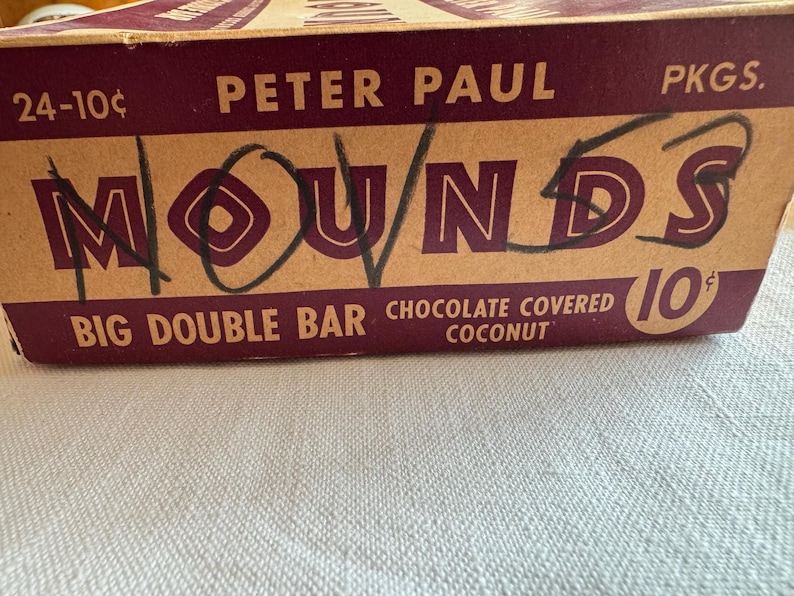 Vintage Peter Paul Mounds Big Double Bar 10 Cents Empty Box-1950 - Etsy