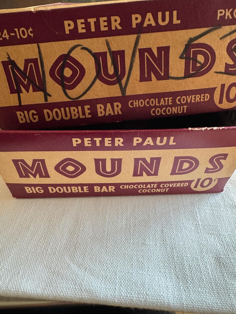 Vintage Peter Paul Mounds Big Double Bar 10 Cents Empty Box-1950 - Etsy