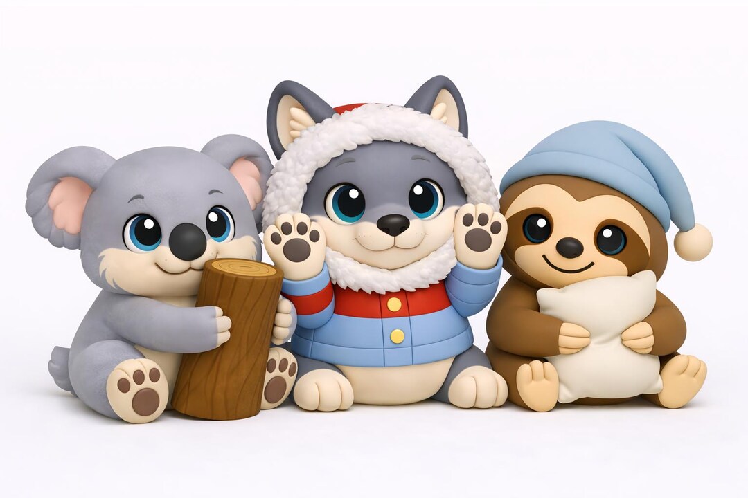 Chubby Kawaii Animals STL Bundle – 3x 3D Printable Figurines (koala ...