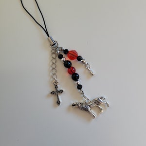 Small Wolf Werewolf Cross Mobile Cell Phone Charm Accessory Strap Cross ...