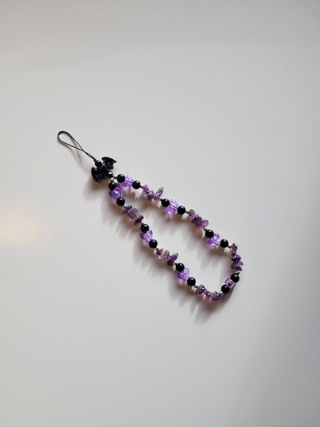 Amethyst Bat Beaded Goth Mobile Cell Phone Charm Accessory Strap - Etsy