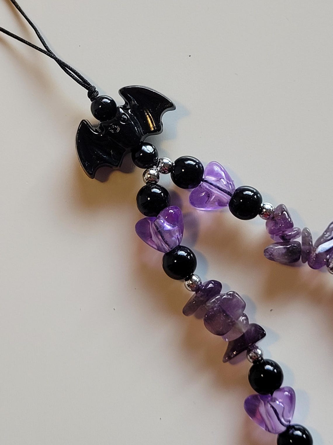 Amethyst Bat Beaded Goth Mobile Cell Phone Charm Accessory Strap - Etsy