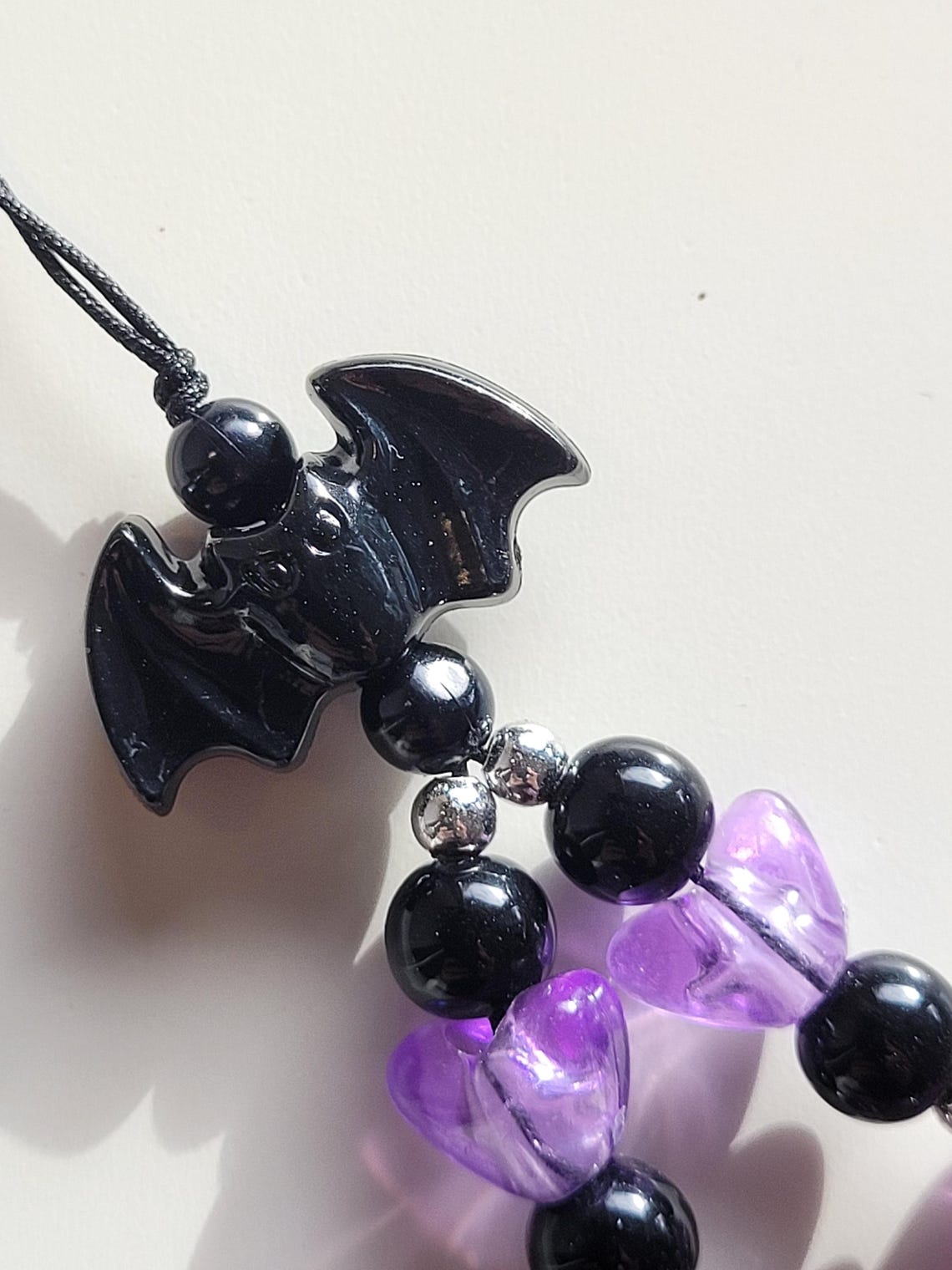 Amethyst Bat Beaded Goth Mobile Cell Phone Charm Accessory Strap - Etsy