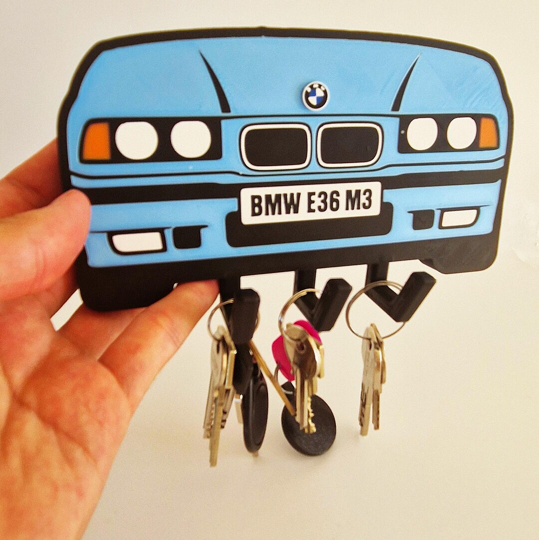 BMW E36 Key Holder – Dakar Yellow or Estoril Blue – Wall Mounted Key ...