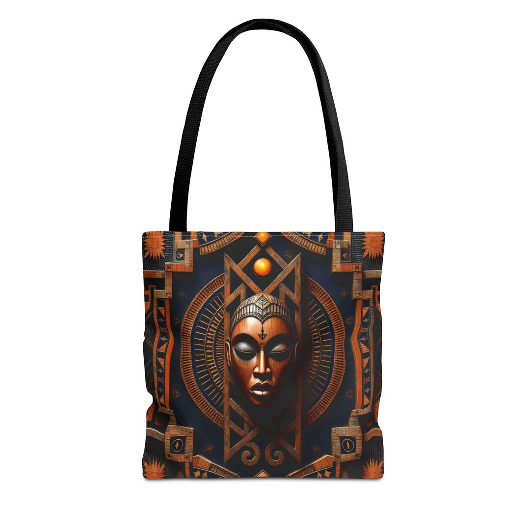 African Art Tote Bag - Mask Design, Ethnic Market Bag, Handbag for ...