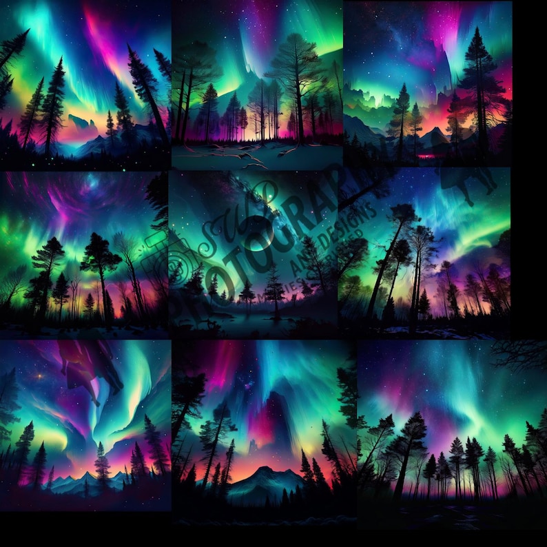 25 Fantasy Northern Lights Designs, Outdoor, Nature, Vibrant, Digital ...