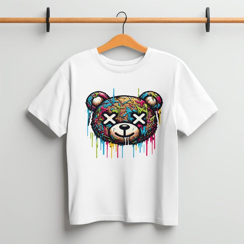 Teddy Bear Head Sublimation Design, Vibrant, Color Drip, Png + Free ...