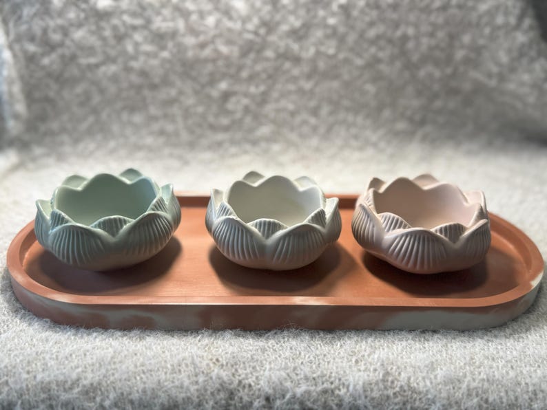 Handmade Lotus Flower Bowl – Multicolors Cement Decor for Jewelry ...