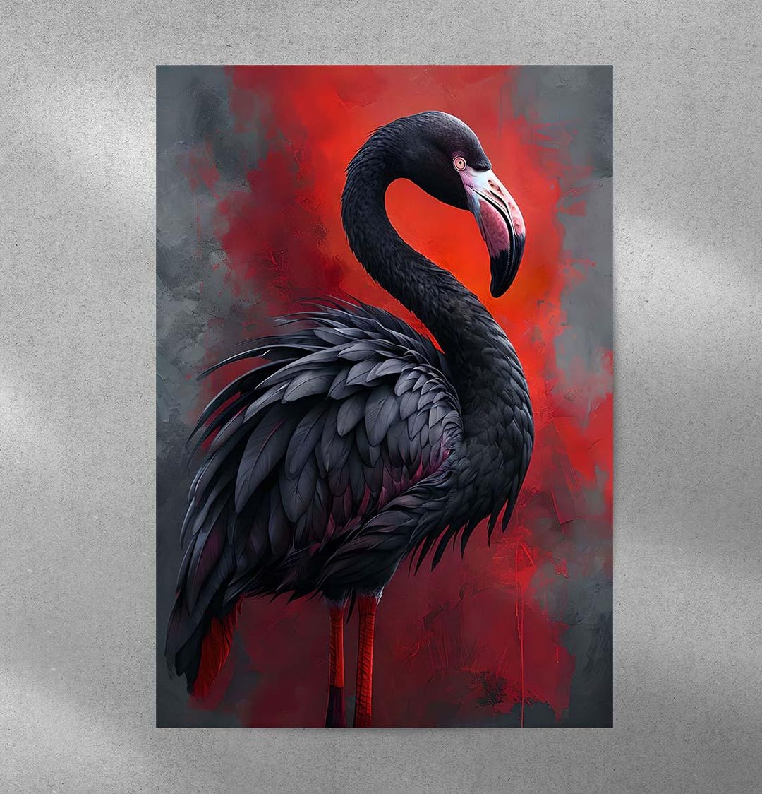 Gothic Flamingo Art Print - Modern Dark Wall Decor for Bedroom ...