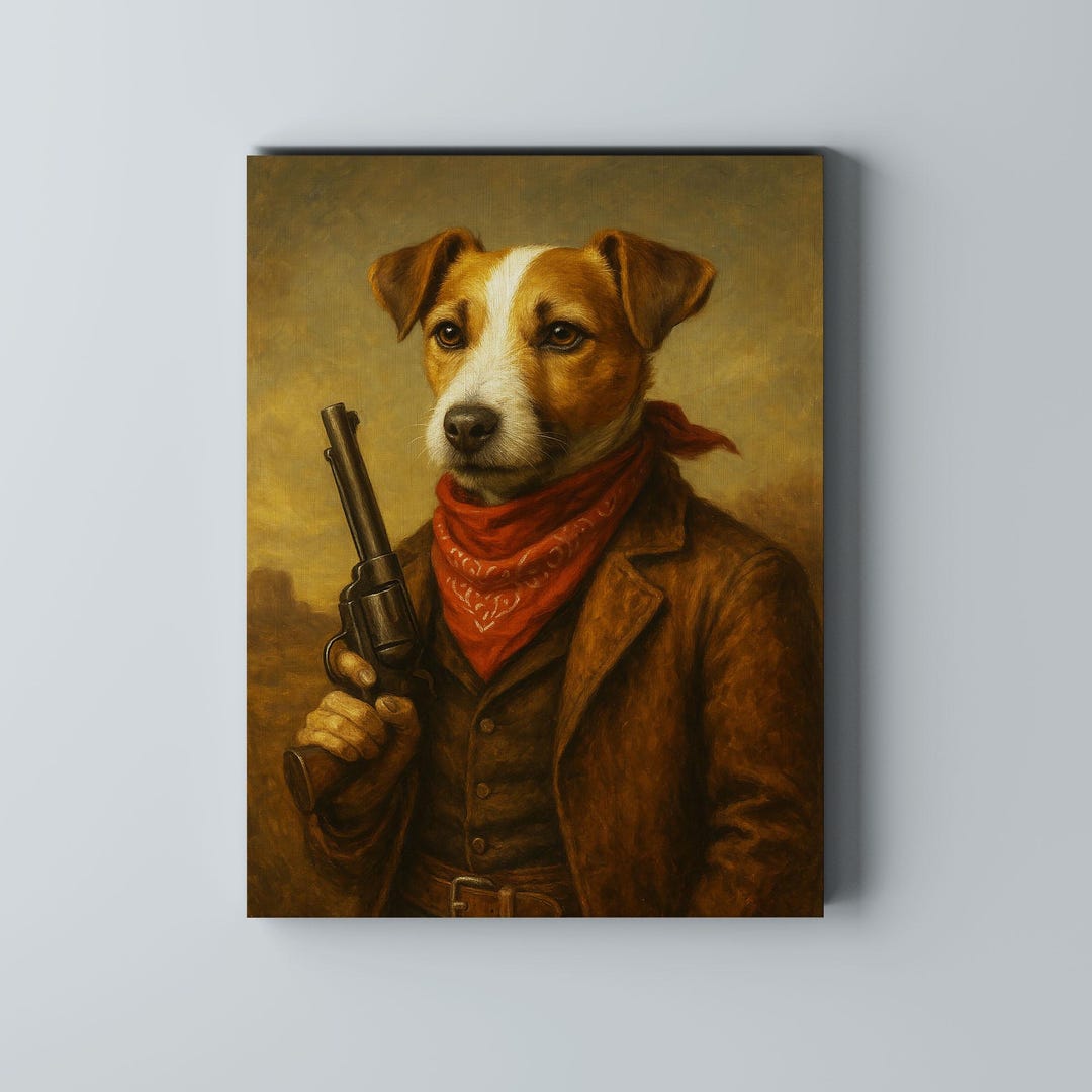 The Bandit - Jack Russell Terrier Canvas Print, Vintage-inspired Pet ...