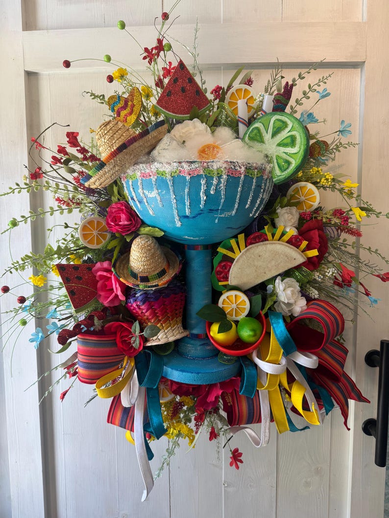Fiesta Margarita Door Wreath – Cinco De Mayo, Summer Party Decor ...