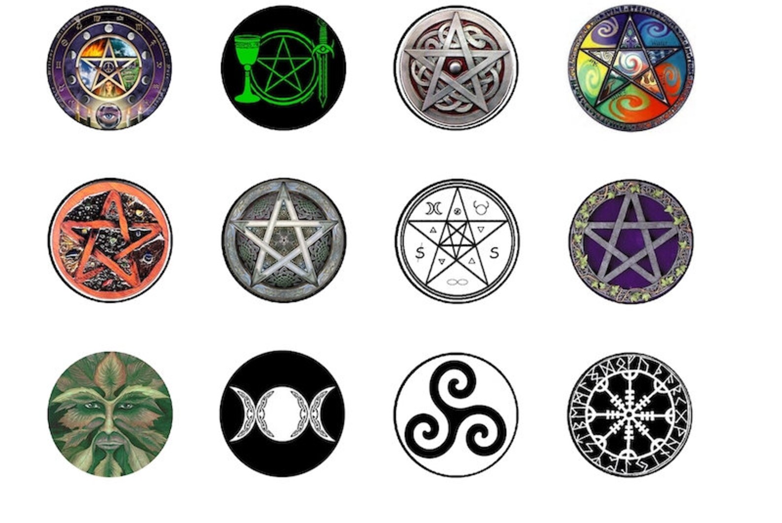 1 Inch Circles Pagan Wiccan Symbols Pentacles Digital Collage Sheet - Etsy