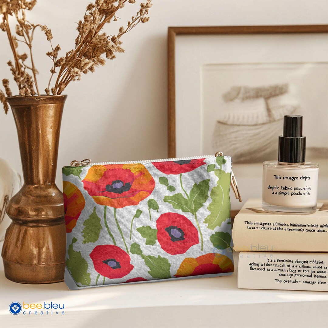 Red Poppy Floral Zipper Bag Pouch for Travel Makeup Toiletries Feminine ...