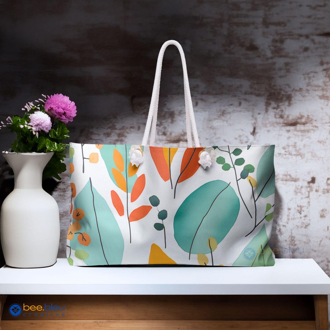 Botanical Weekender Bag, Oversized Travel Bag for Women, Large Beach ...