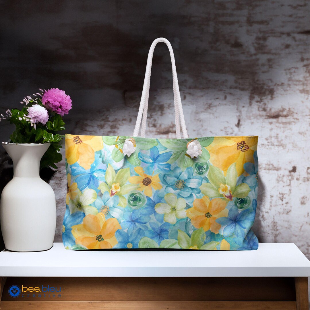 Spring Floral Weekender Bag, Oversized Travel Bag for Women, Watercolor ...