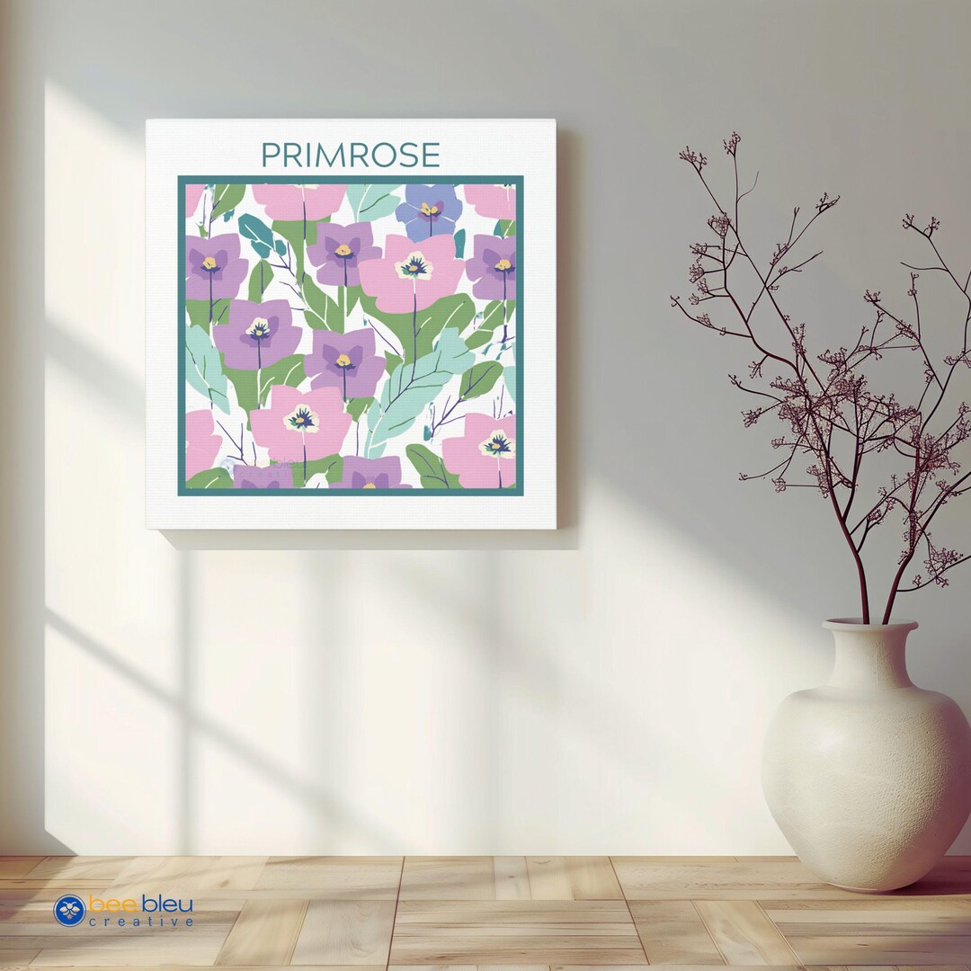 Canvas Wall Art, Abstract Primrose Floral Home Decor, Gift for Flower ...