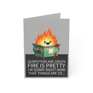 Set of Dumpster Fire Sympathy Cards for Layoffs, Sickness, Bad News ...