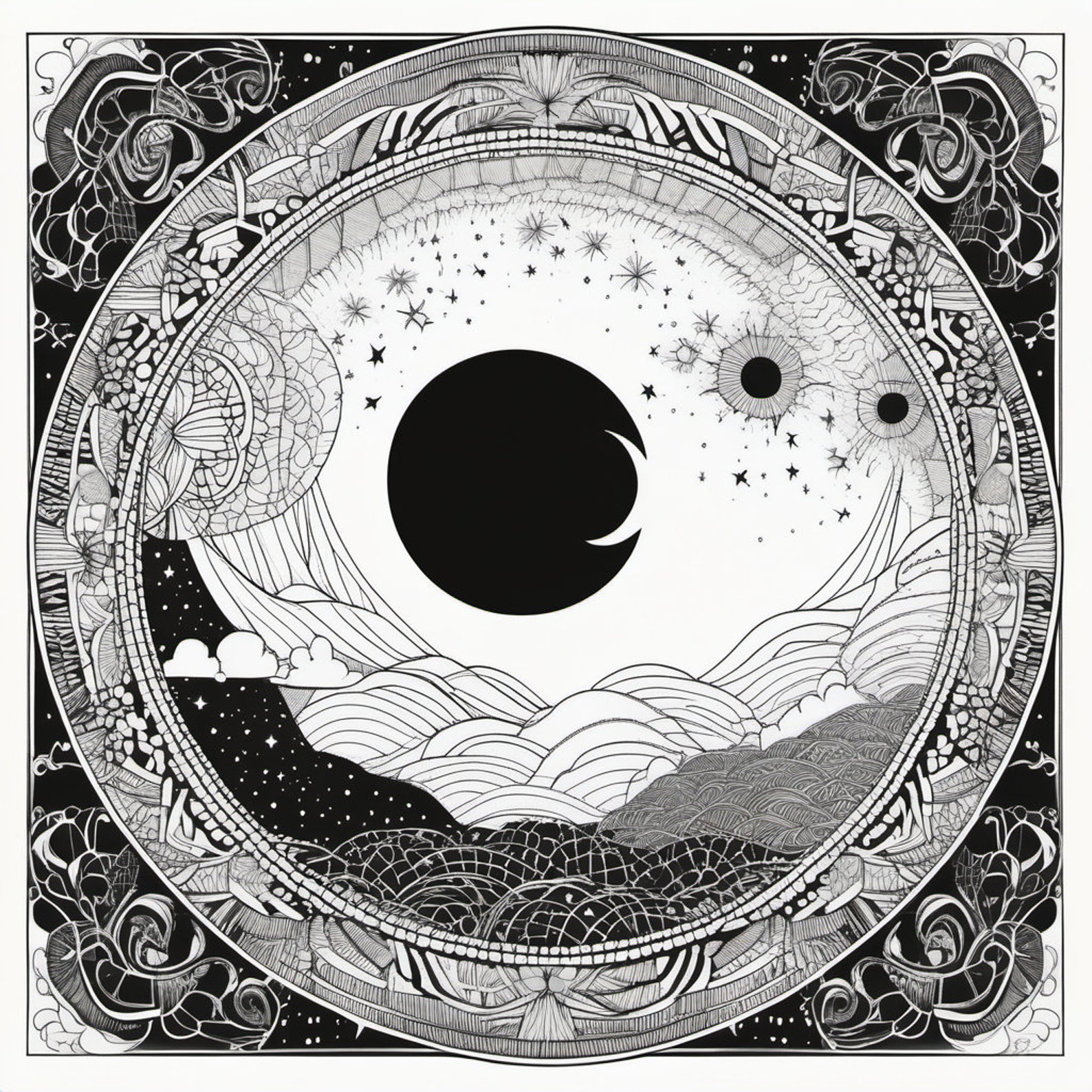 Solar Eclipse 2024 Coloring Pages Instant Download 30 Pages 8.511 Adult ...