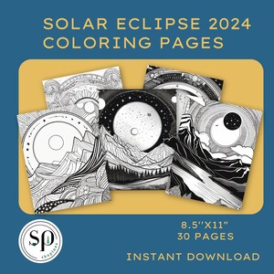 Solar Eclipse 2024| Coloring Pages| Instant Download| 30 Pages 8.5×11 ...