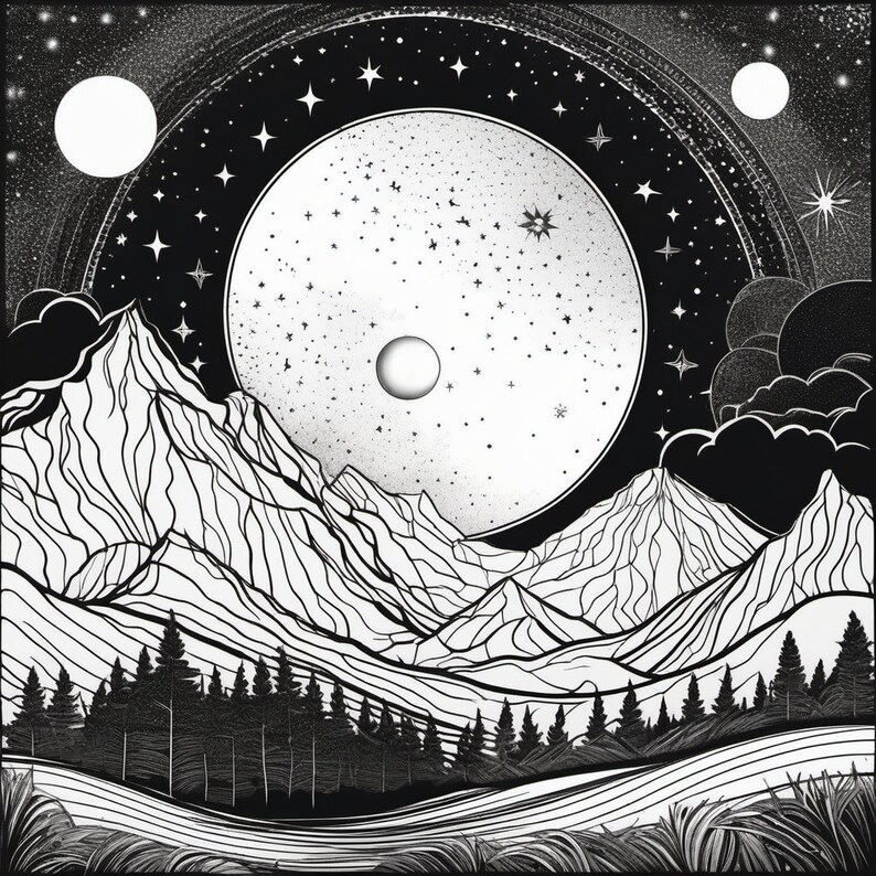 Solar Eclipse 2024 Coloring Pages Instant Download 30 Pages 8.511 Adult ...