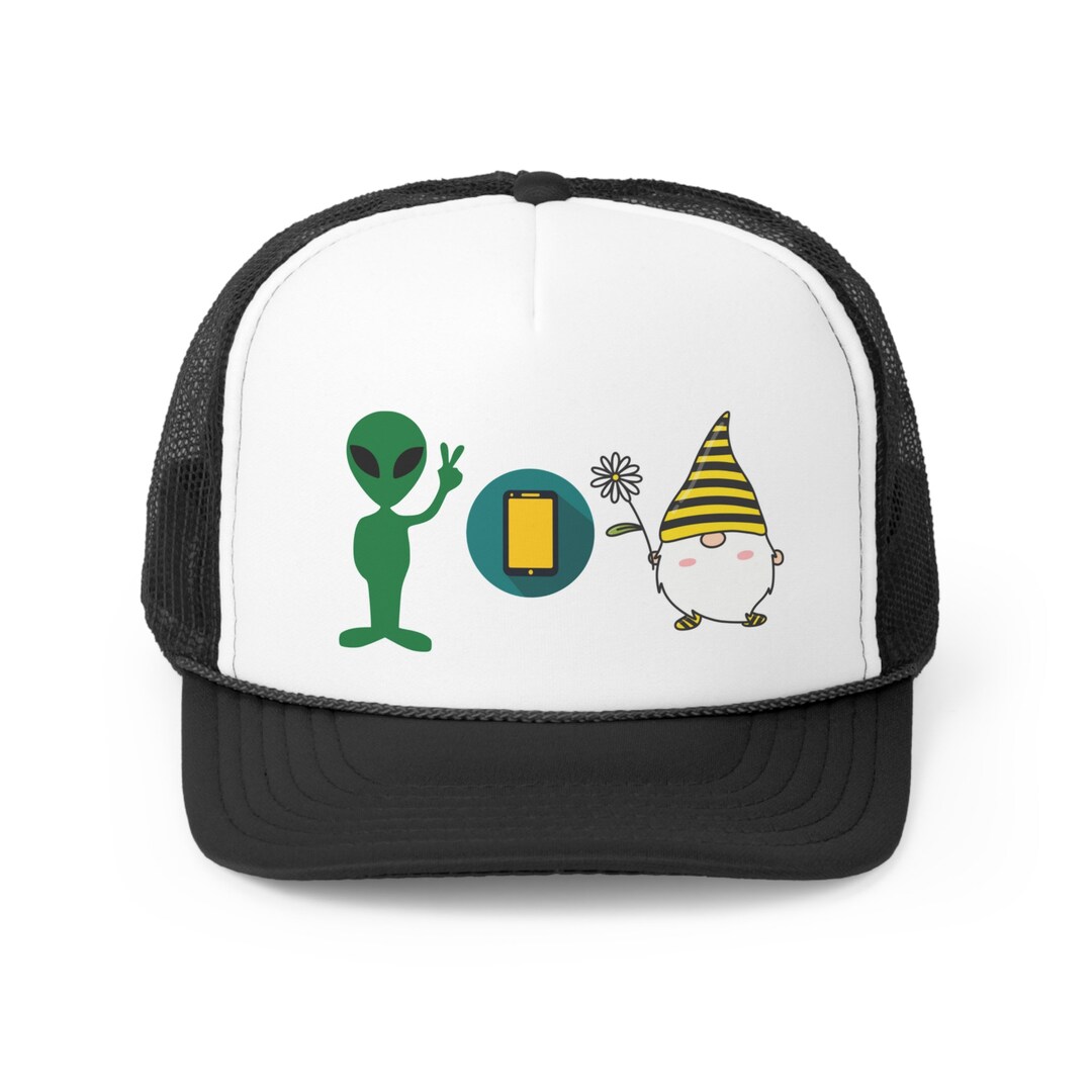 ET Phone Gnome Trucker Cap Funny Hats Alien Trucker Hat Gnome Caps ...