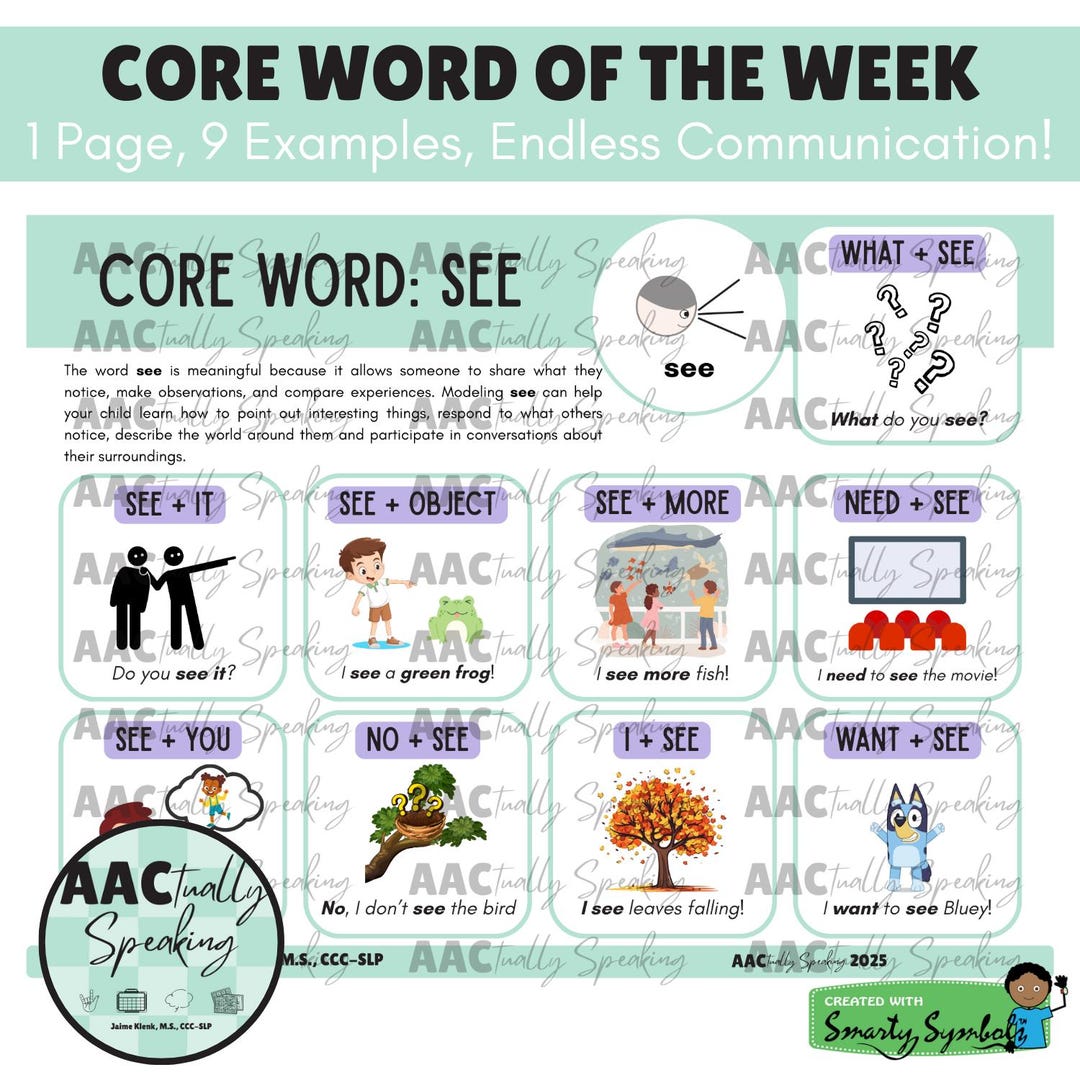 SEE Core Word Handout (digital Download) - Etsy