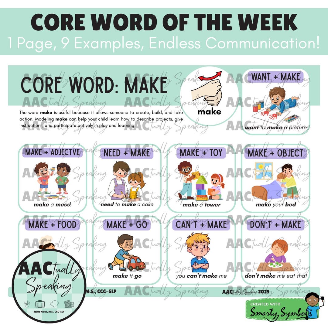 MAKE Core Word Handout (digital Download) - Etsy