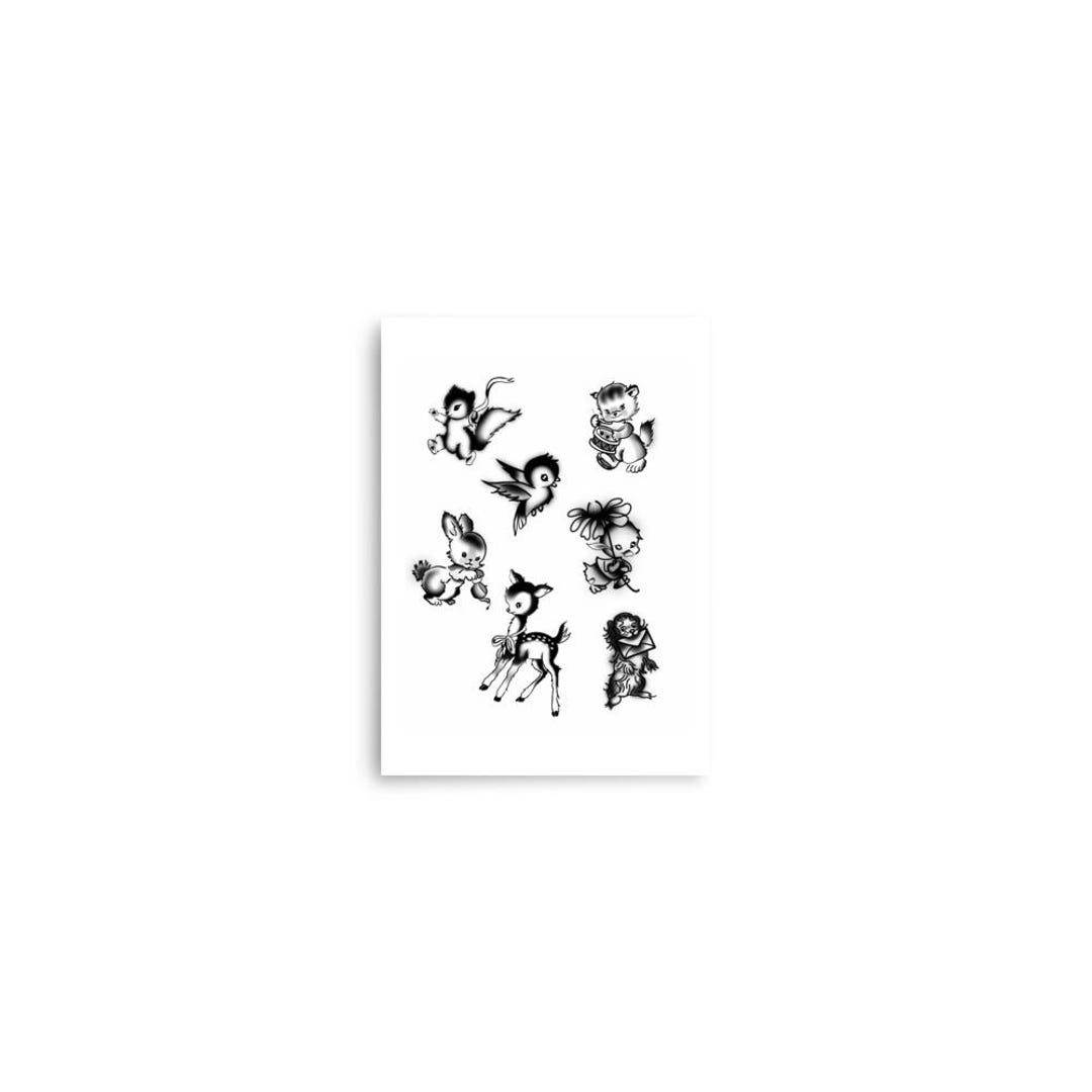 Retro Critter Tattoo Flash | 50s Design | Animal Tattoo Flash ...