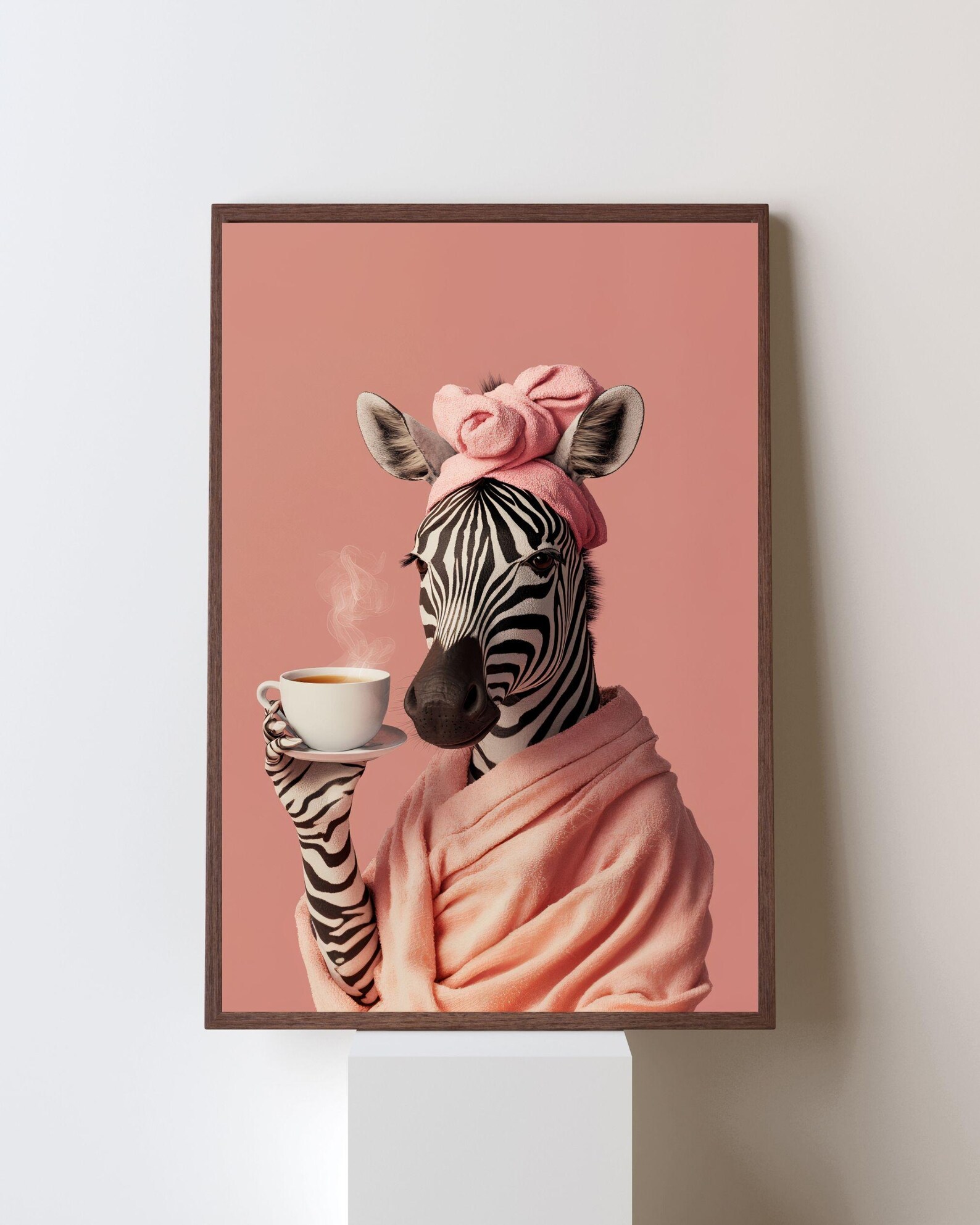 Relaxed Zebra Wall Art - Cute Spa Animal Print in Pink - Boho Kids ...
