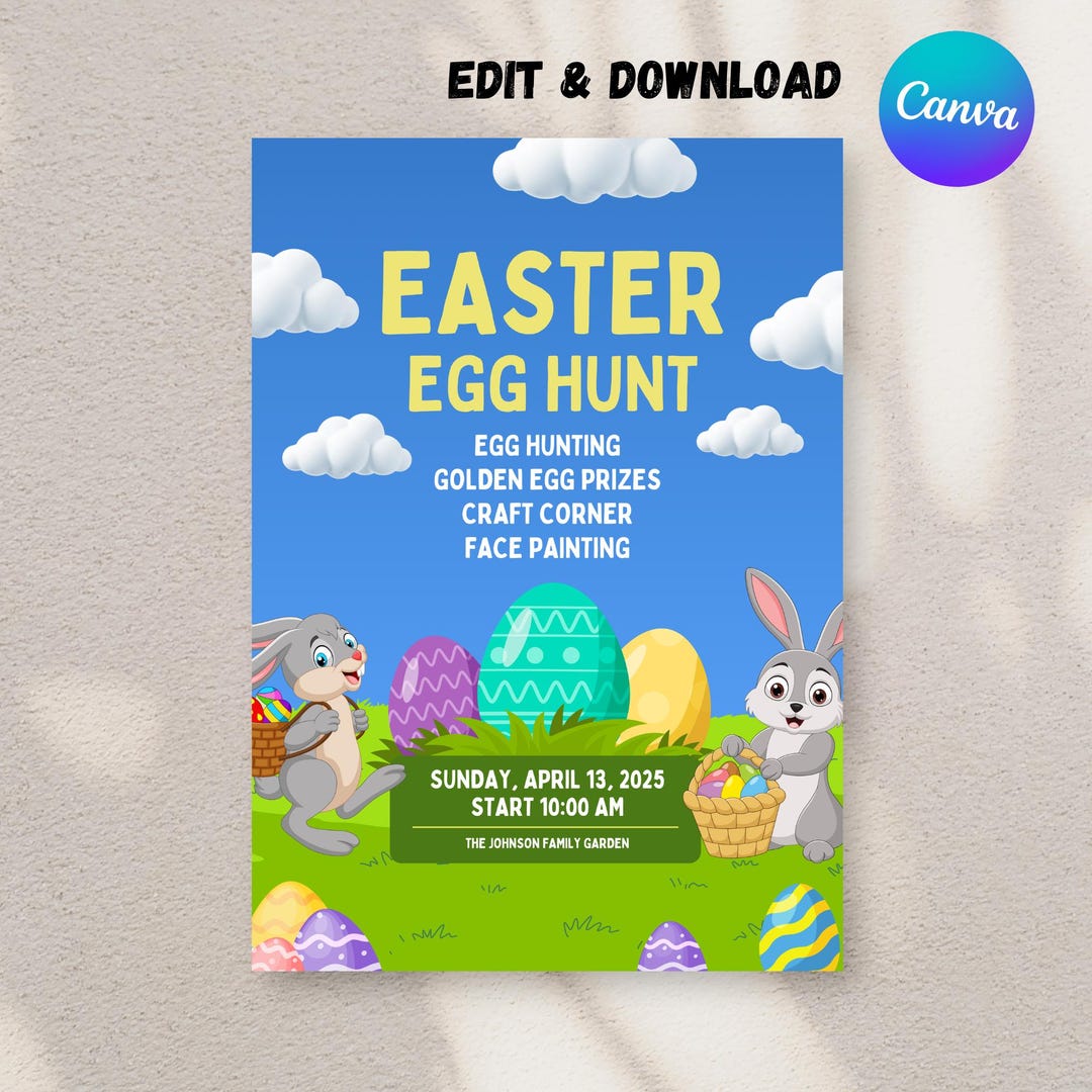 Editable Easter Egg Hunt Invite | Digital Download PDF - Etsy